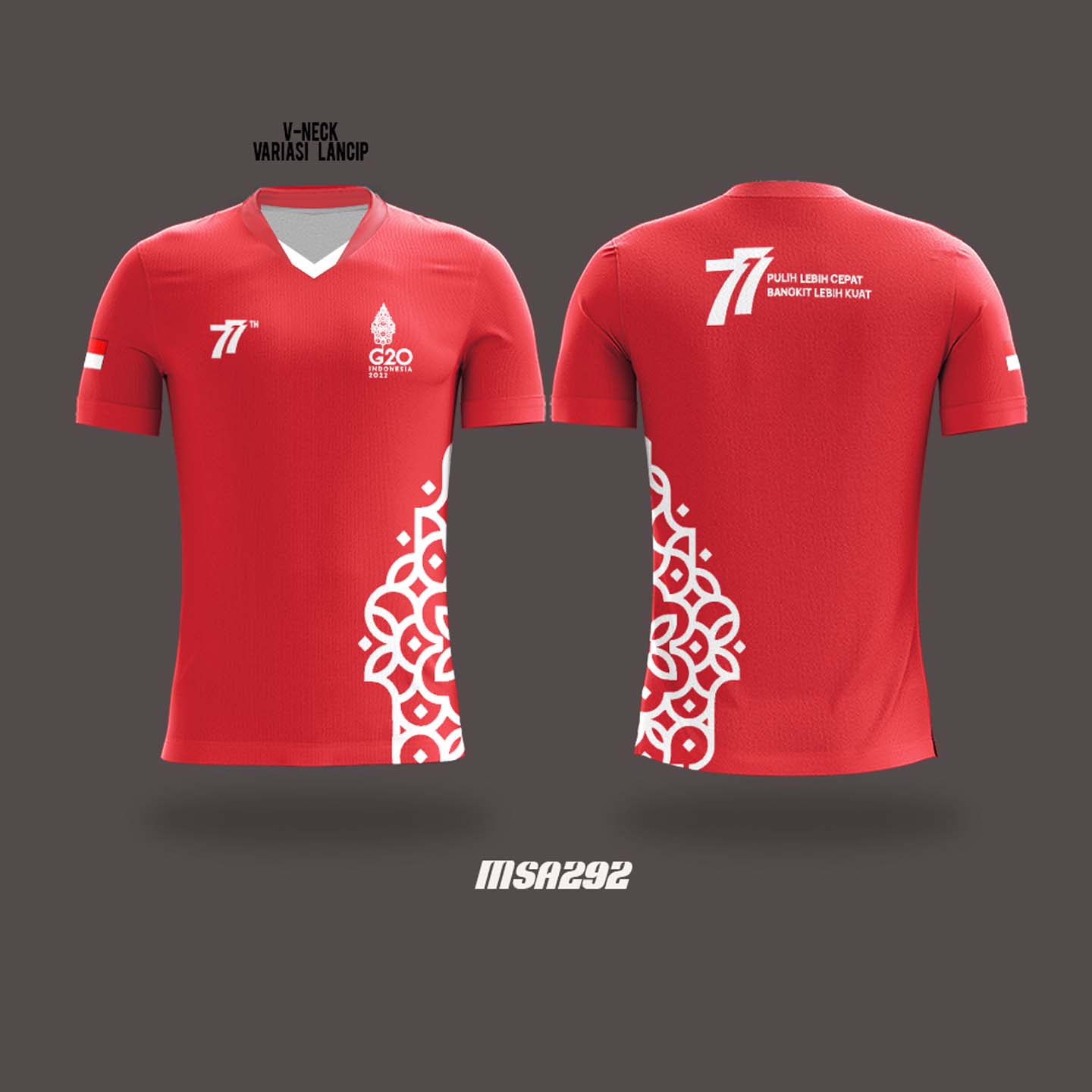 Jersey Hut Ri Ke 78 Merah Putih Project One Apparel Msa293