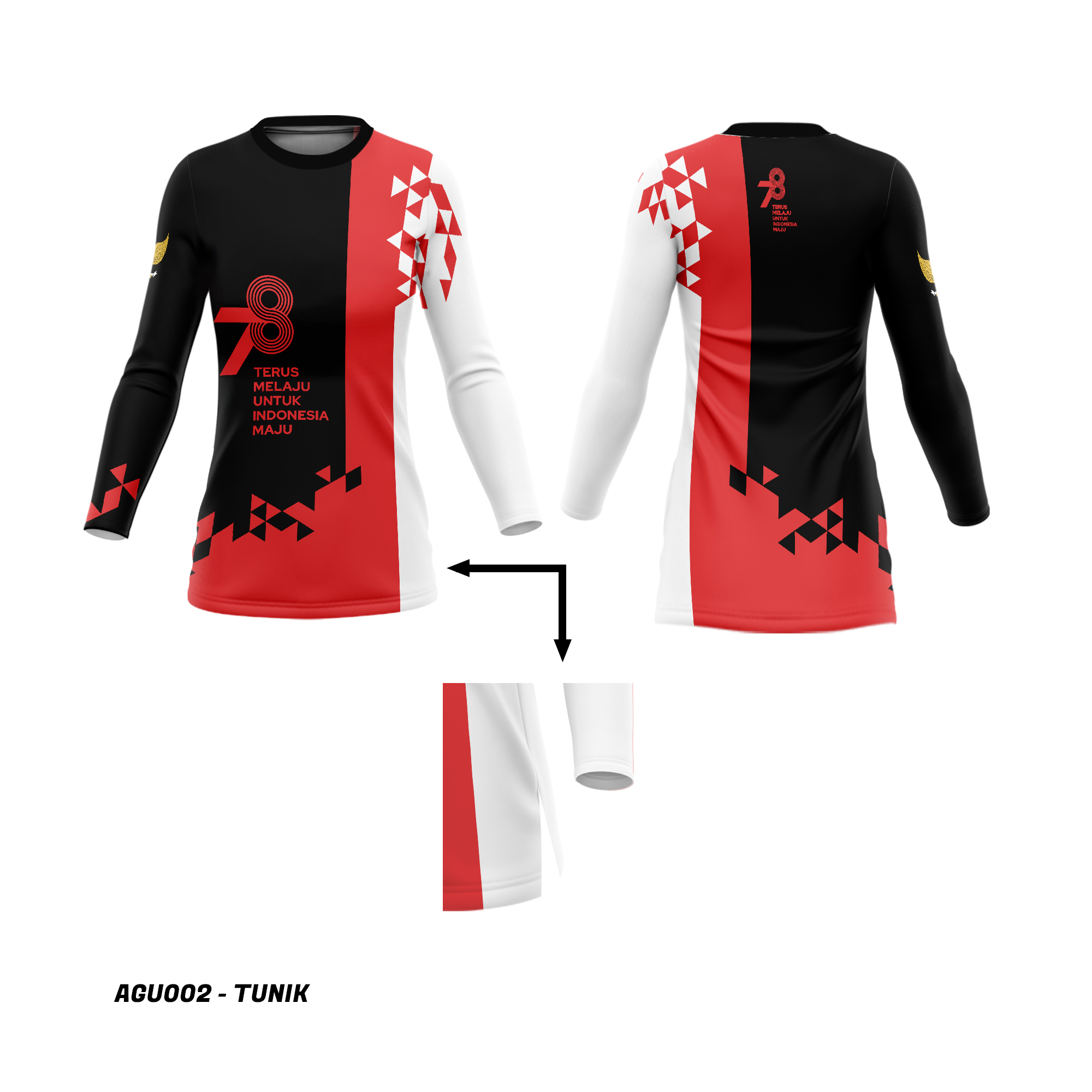 Jersey Tunik Wanita Merah Putih Hut Ri 78 Agustusan 2023