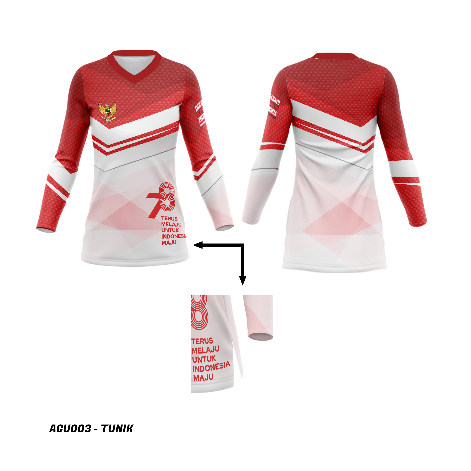 Jersey Tunik Wanita Hut Ri 78 Agustusan 2023 Lengan Panjang